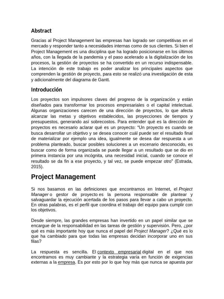 Definición de Project Management 2 | PDF