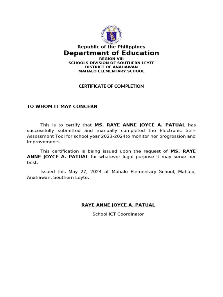 certification from ICT | PDF