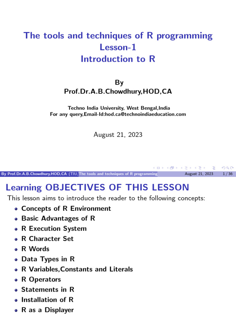 R Lesson-1 | PDF