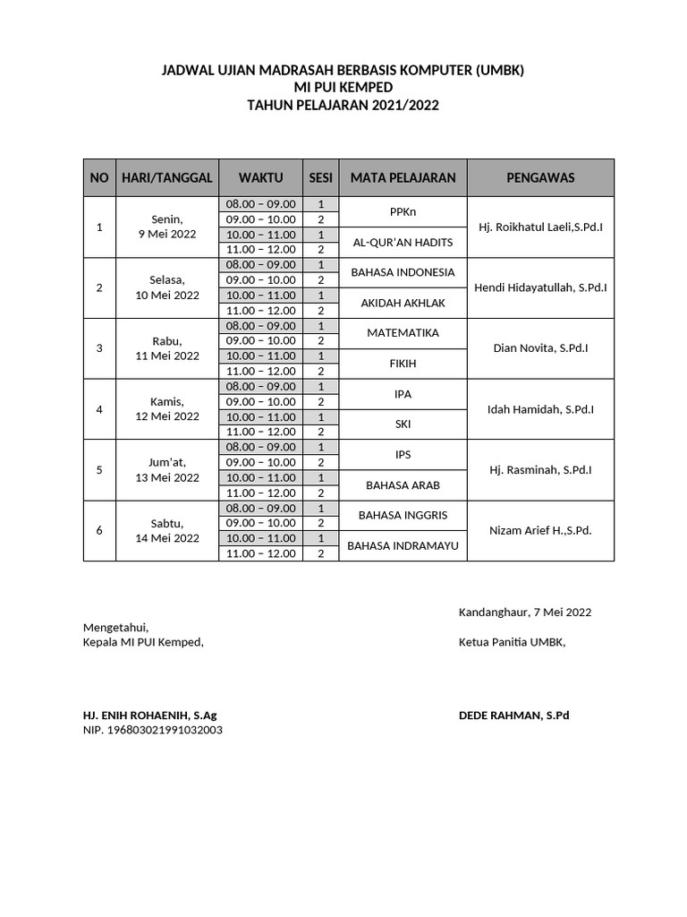 Jadwal UM | PDF