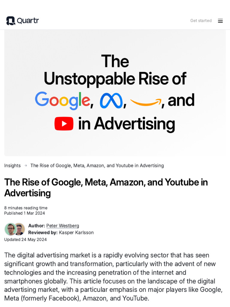 The Rise of Google, Meta, Amazon, and Youtube in Advertising | PDF