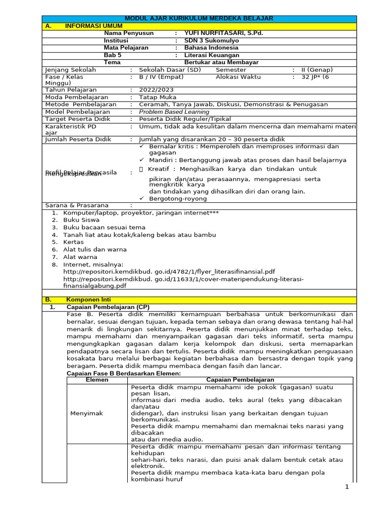 Modul Ajar KLS 4 SMS 2 | PDF