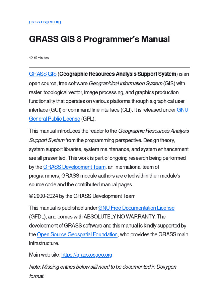 GRASS GIS 8 Programmer's Manual - GRASS GIS 8 Programmer's Manual | PDF ...