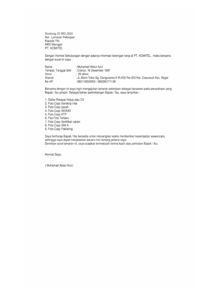 CV. Muhammad Abdul Aziz II | PDF