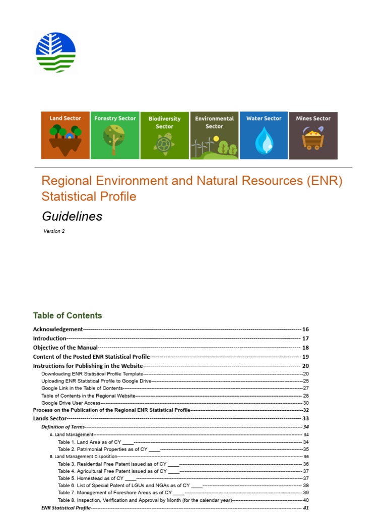 Guideline On Regional Environment and Natural Resources (ENR ...