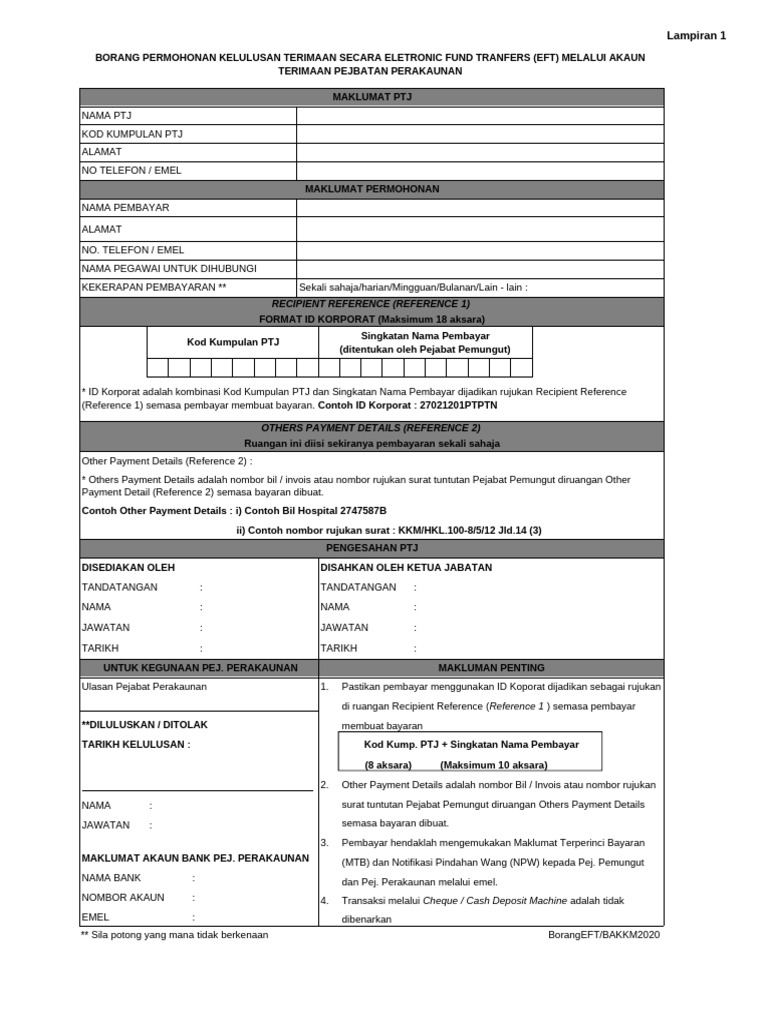 Permohonan Bayaran Melalui EFT | PDF