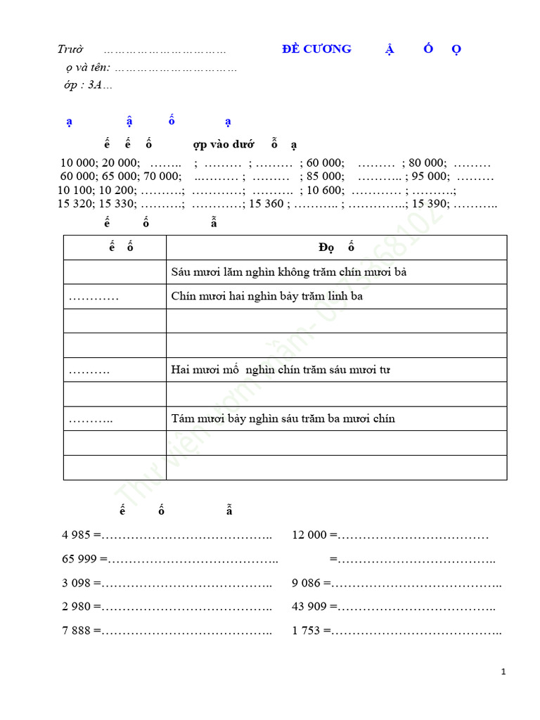 Đề Cương ck2 Lớp 3 - 0973368102 | PDF