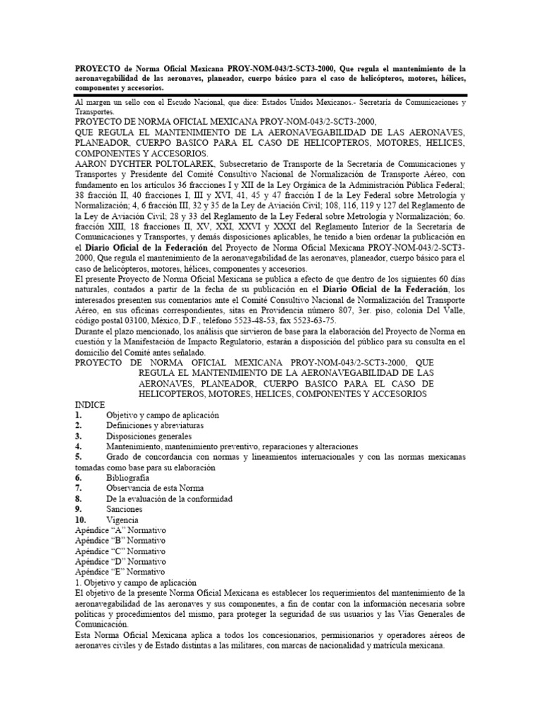 Norma 043 - 2-SCT3-2000 W&B 4.10.3 Inciso (A) | PDF