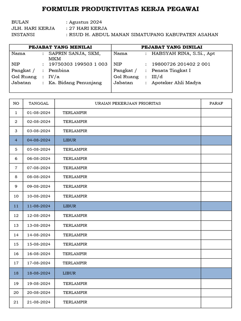 TPP & Kegiatan TPP Agustus 2024 | PDF