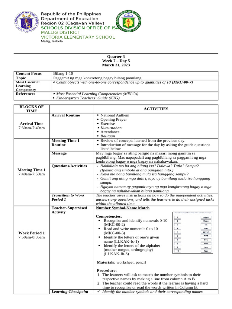 CO Lesson Plan-Q3-Week 7-Day 5 | PDF