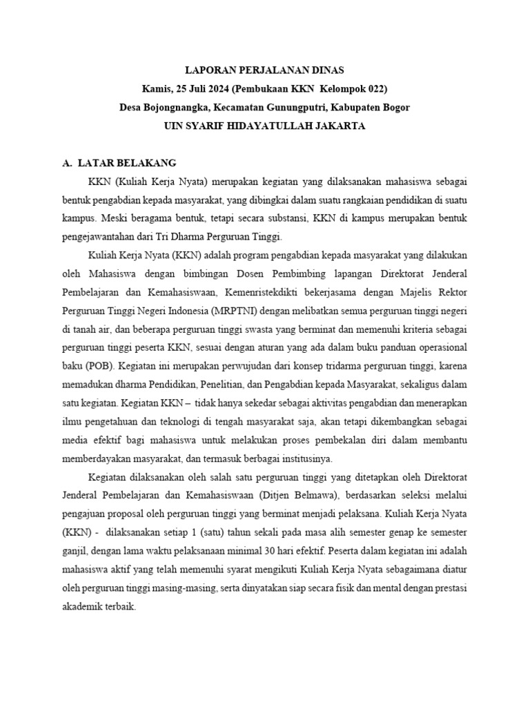 Format Laporan Perjadin DPL | PDF