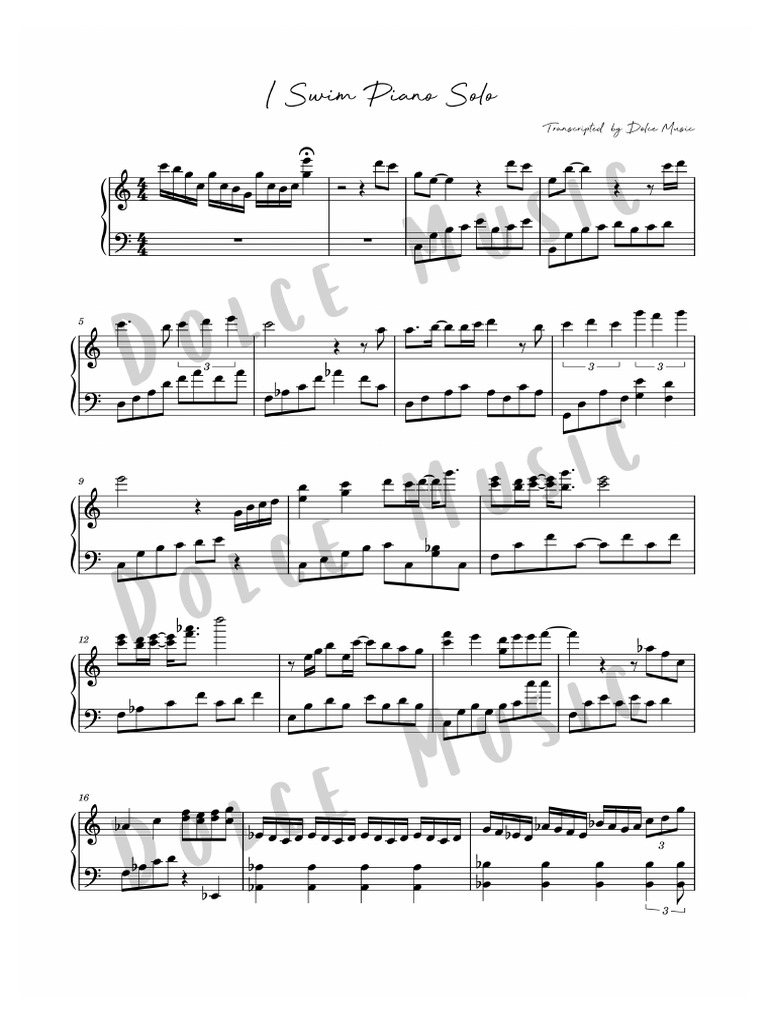 I Swim Piano Solo | PDF