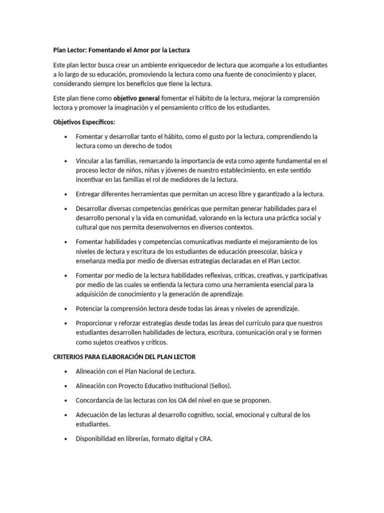 Plan Lector | PDF