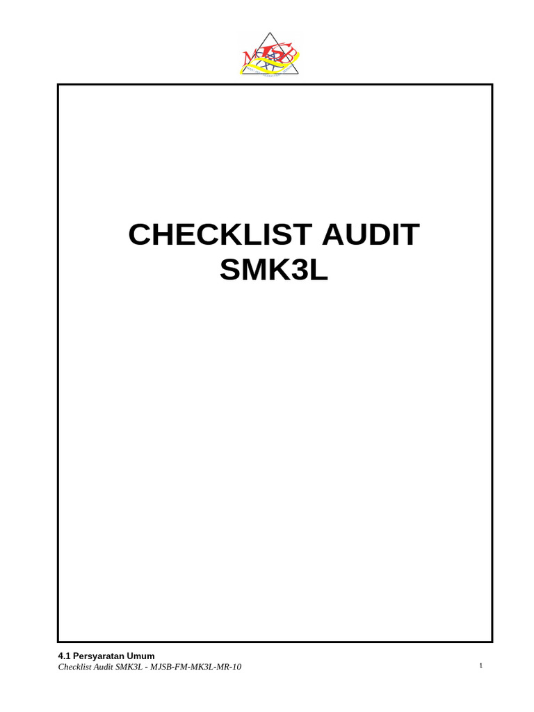 Contoh Audit Checklist SMK3L | PDF