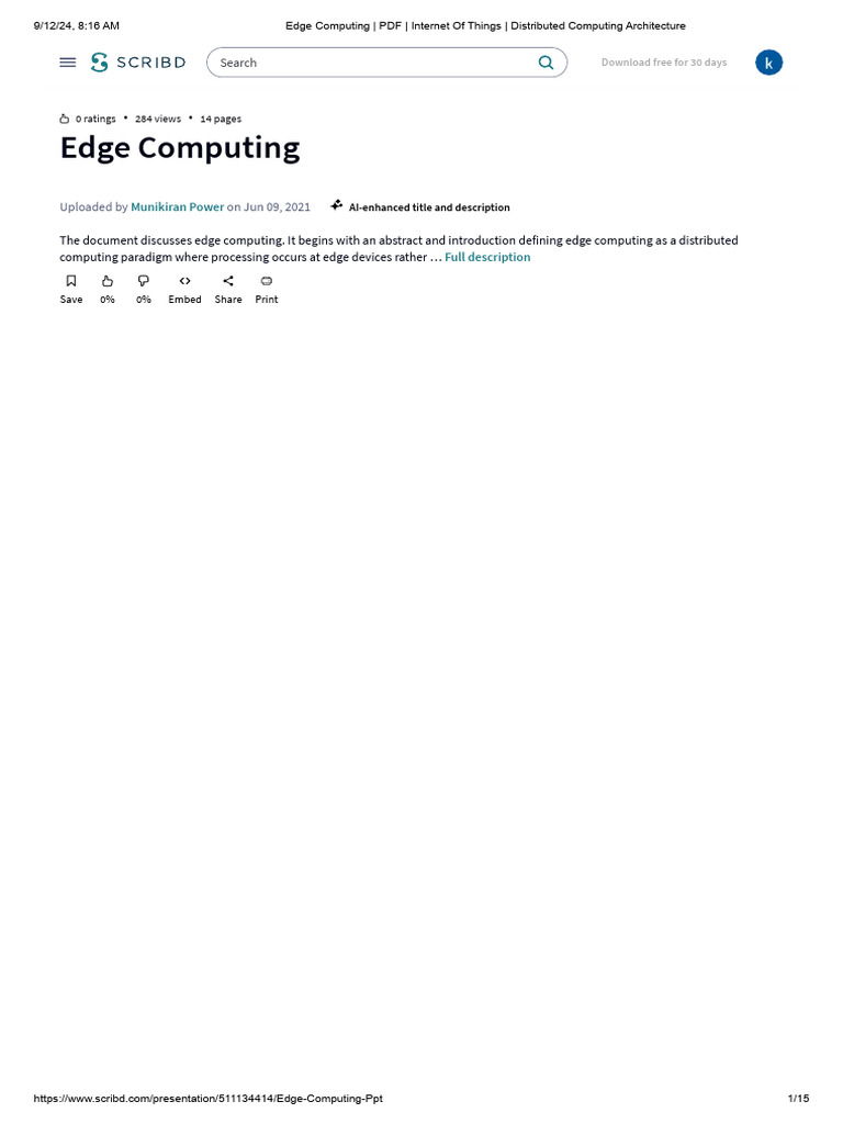 Edge Computing - PDF - Internet of Things - Distributed Computing Architecture | PDF