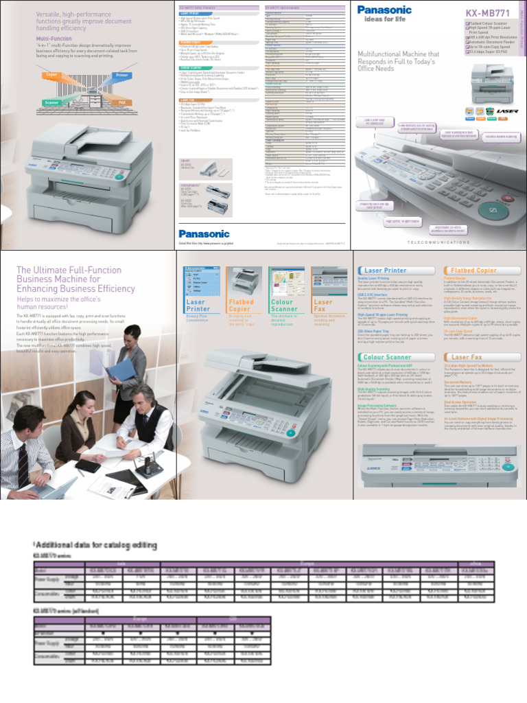 Panasonic KXMB771E Data Sheet | PDF