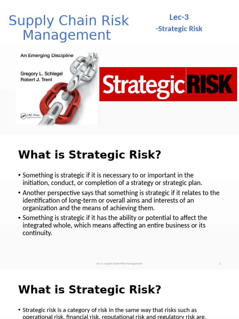 Lec 3 Strategic Risk in SCRM | PDF | Risk Management | Risk