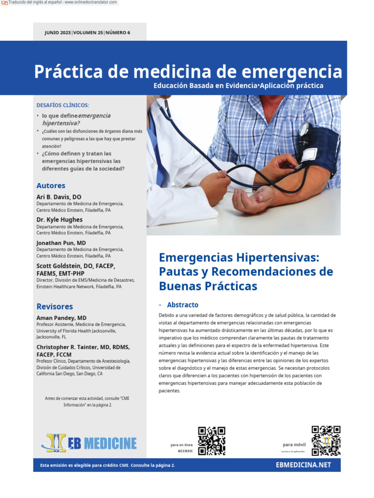 Hypertensive Emergencies Guidelines and Best Practice Recommendations ...