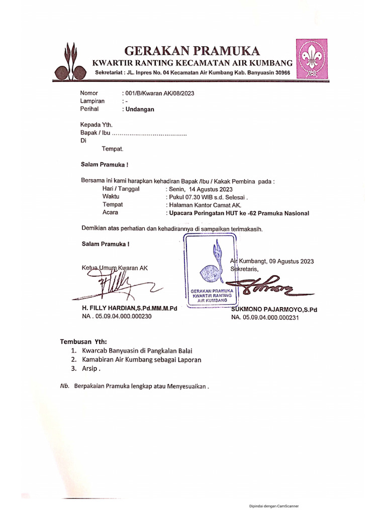 Undangan Pembina Pramuka | PDF
