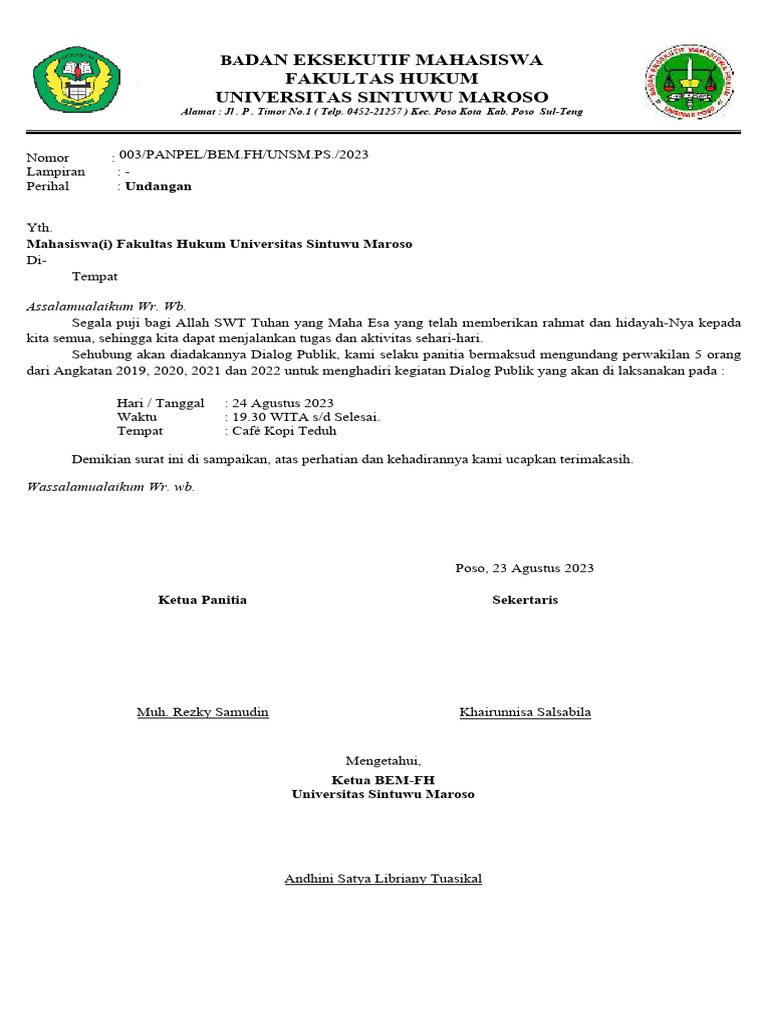 Surat Undangan BEM | PDF