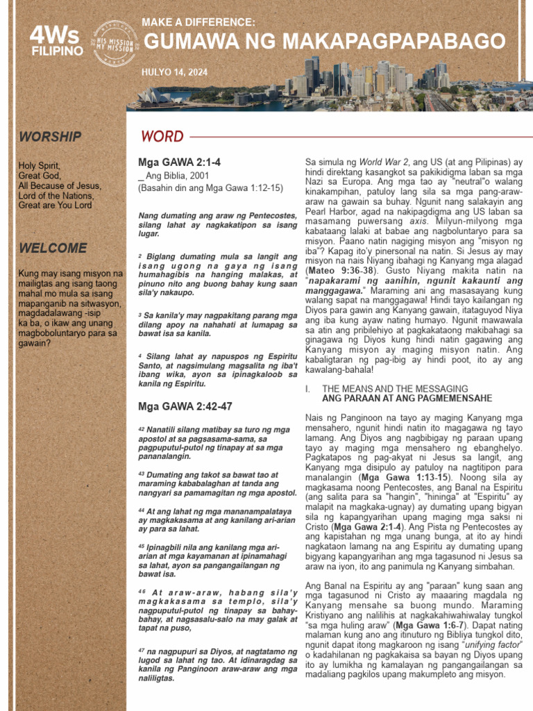 07.14.24 - 4Ws FILIPINO - MAKE A DIFFERENCE | PDF