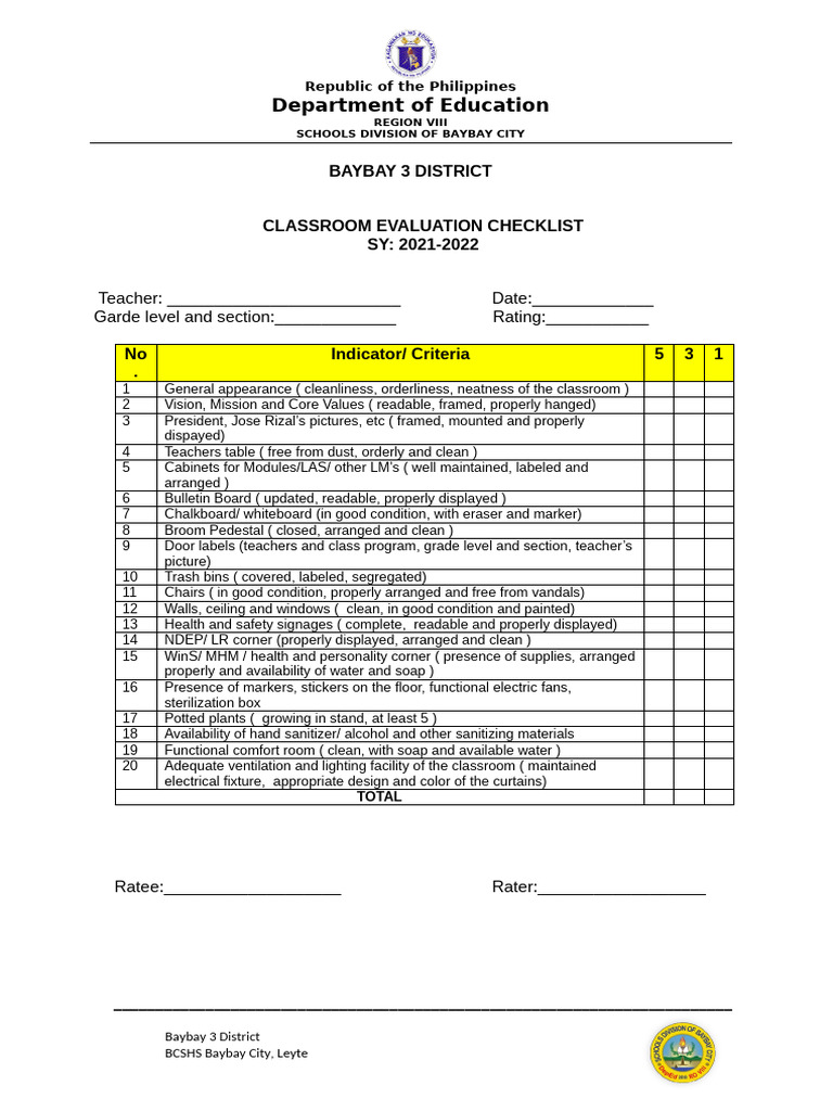 District Classroom Evaluation | PDF