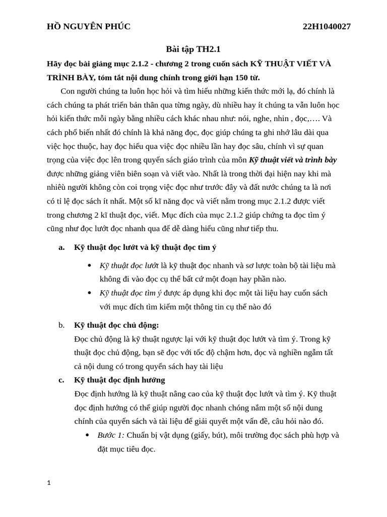 Bài Tập TH2.1 | PDF