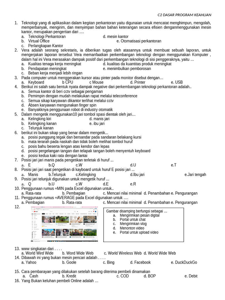 Soal Uas - Usp 17 Prokduktif Teknologi Perkantoran C2 Robiono | PDF