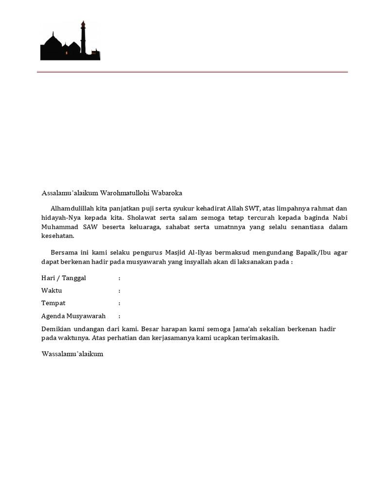 Contoh_surat_undangan_DKM_Masjid | PDF