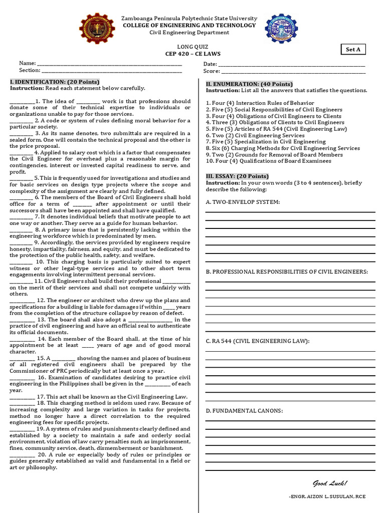 Long Quiz | PDF