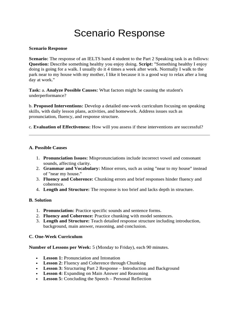 Scenario Response Fdsfds | PDF | Fluency | Question
