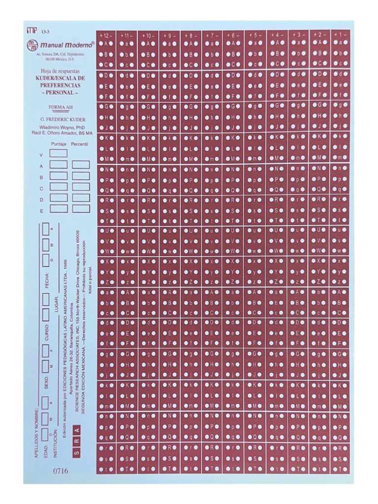 Hoja de Respuestas Kuder KP | PDF