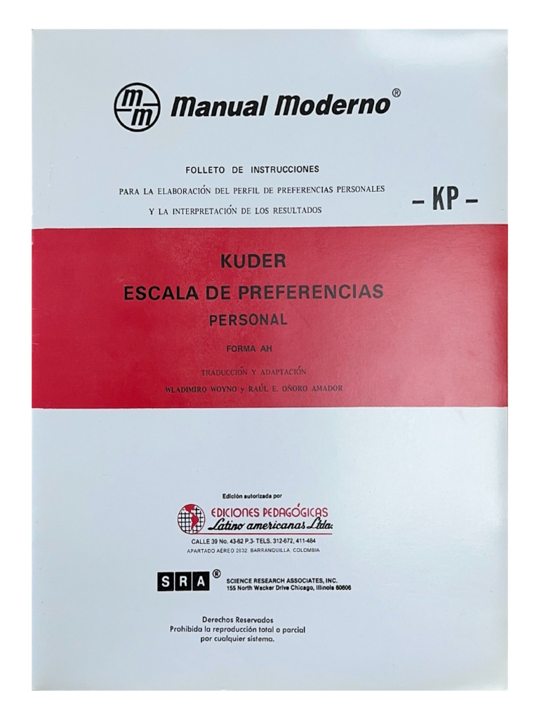 Folleto de Instrucciones Kuder KP | PDF