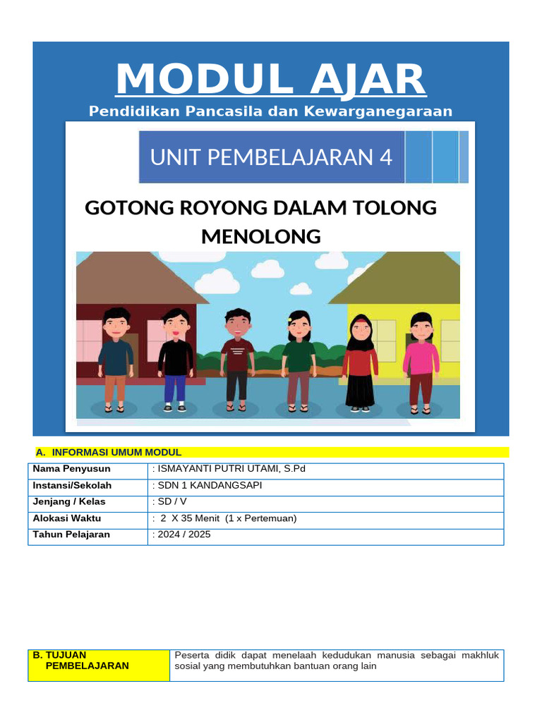 UNIT 1 PB 4 - MA PPKN Kls 5 | PDF