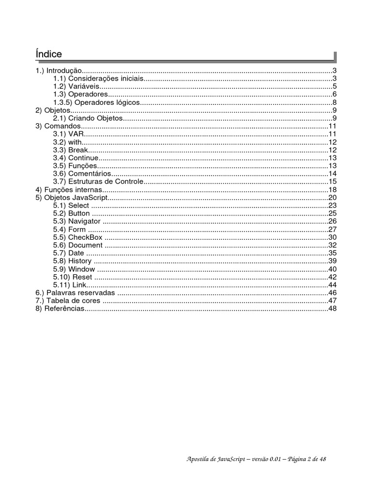 Apostila de JavaScript | PDF