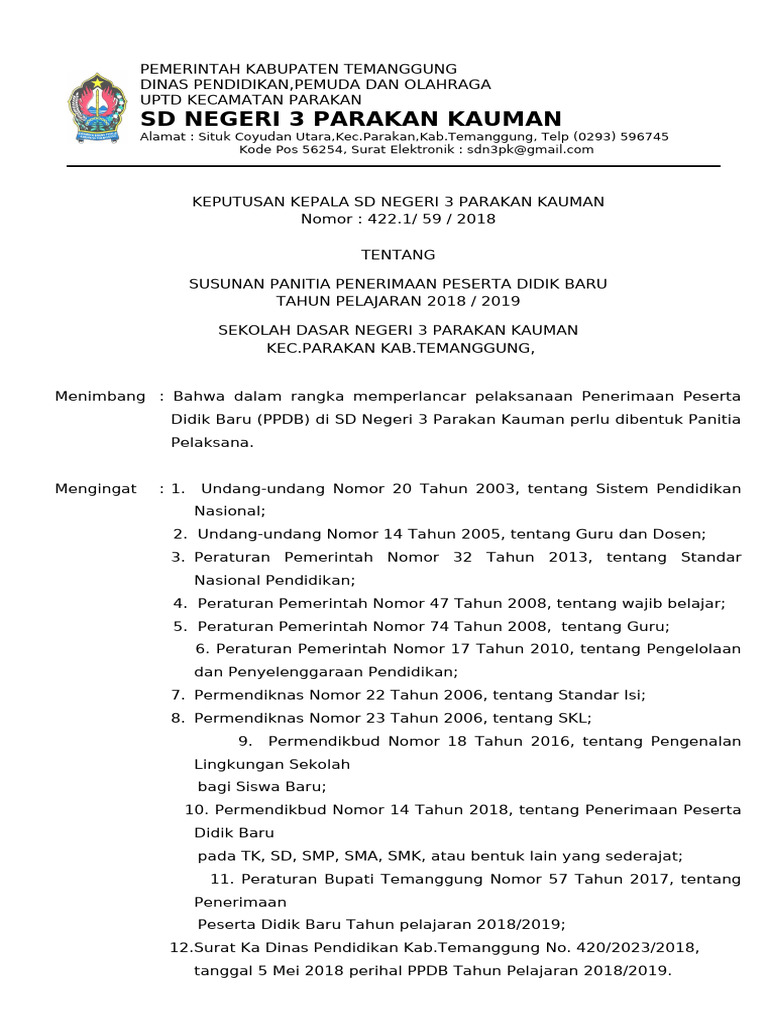 SK PPDB TH.2018 - 2019 (Jadi) | PDF