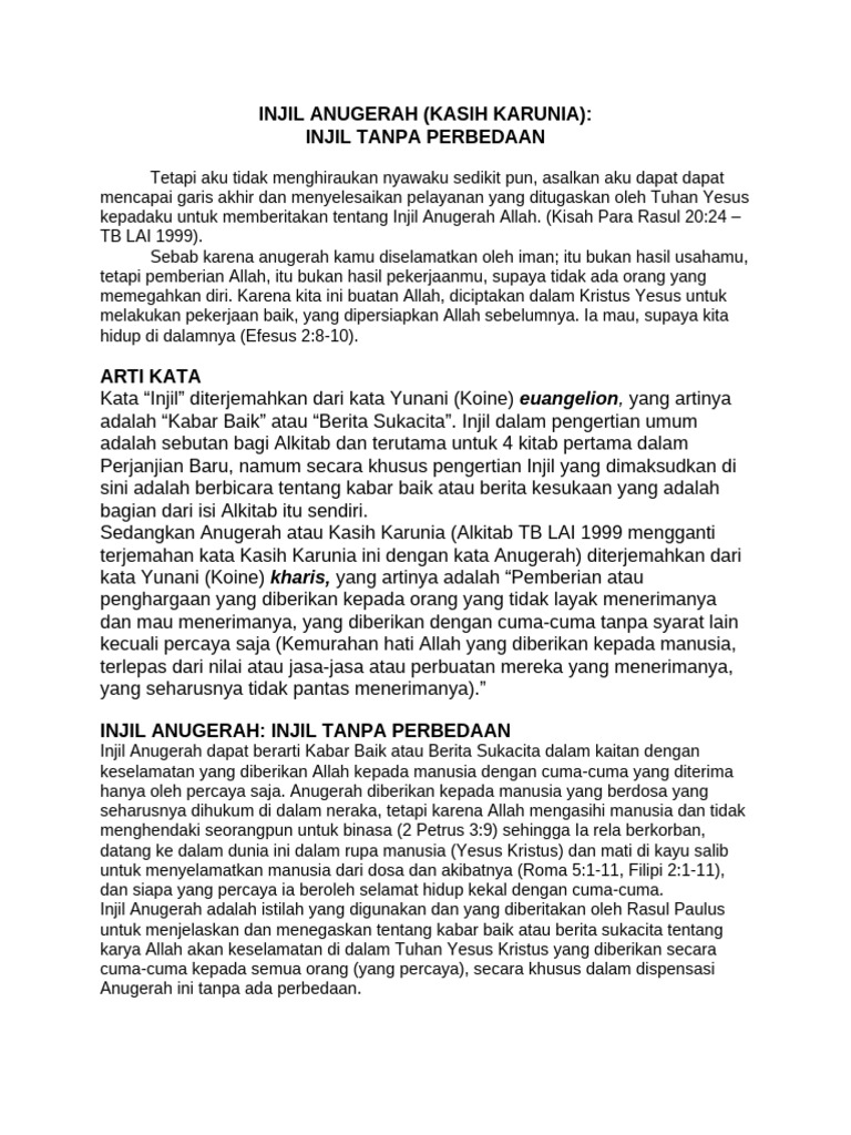 Injil Anugerah | PDF