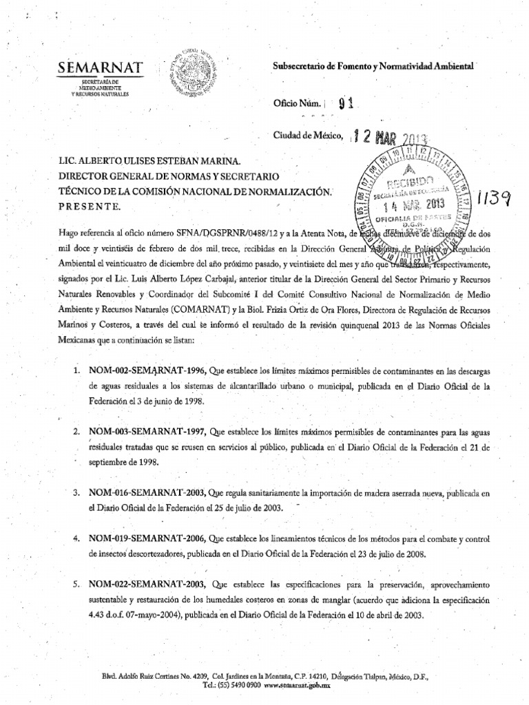 Nom 022 Semarnat 2003 2013 | PDF