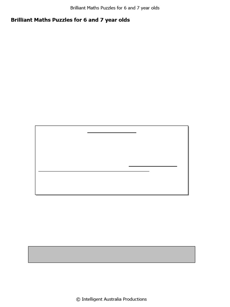 Brilliant Maths Puzzles For 6 and 7 Year Olds | PDF