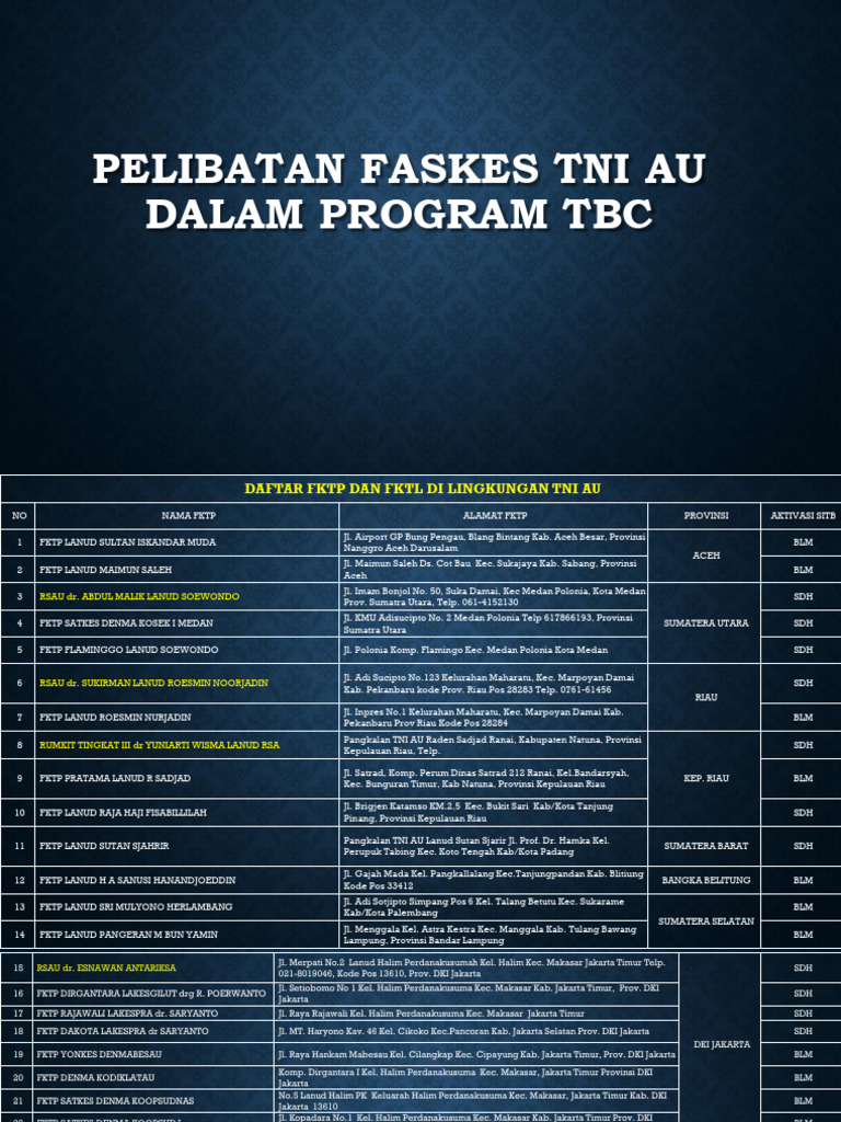 Diskes TNI AU - PAPARAN PROGRAM TB | PDF