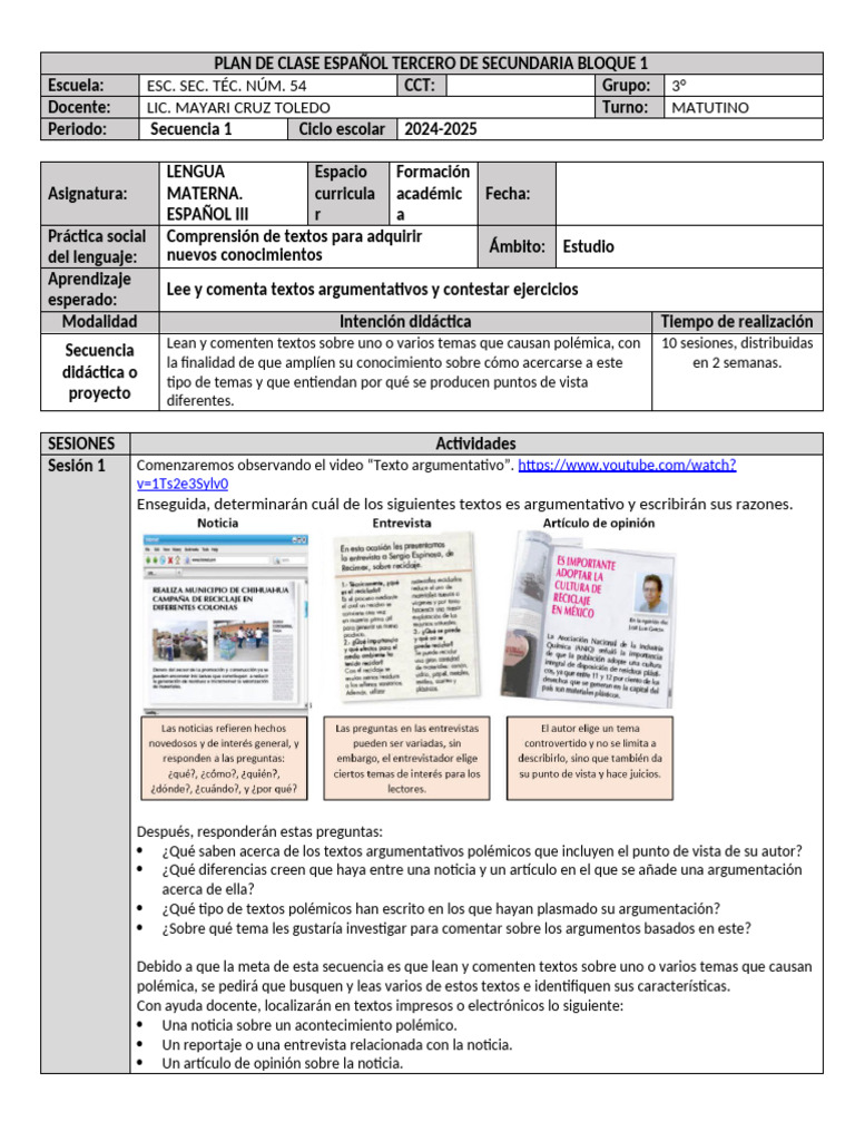 Secuencia 3. Lee y Comenta Textos Argumentativos | PDF
