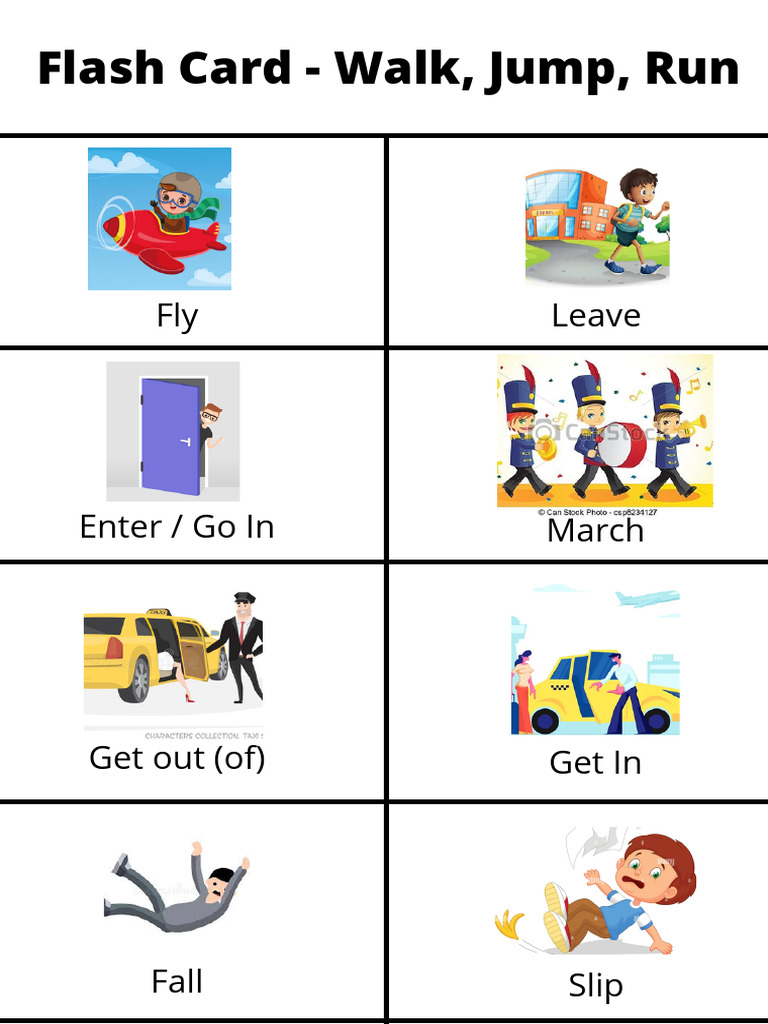 Flash Card - Walk, Jump and Run | PDF