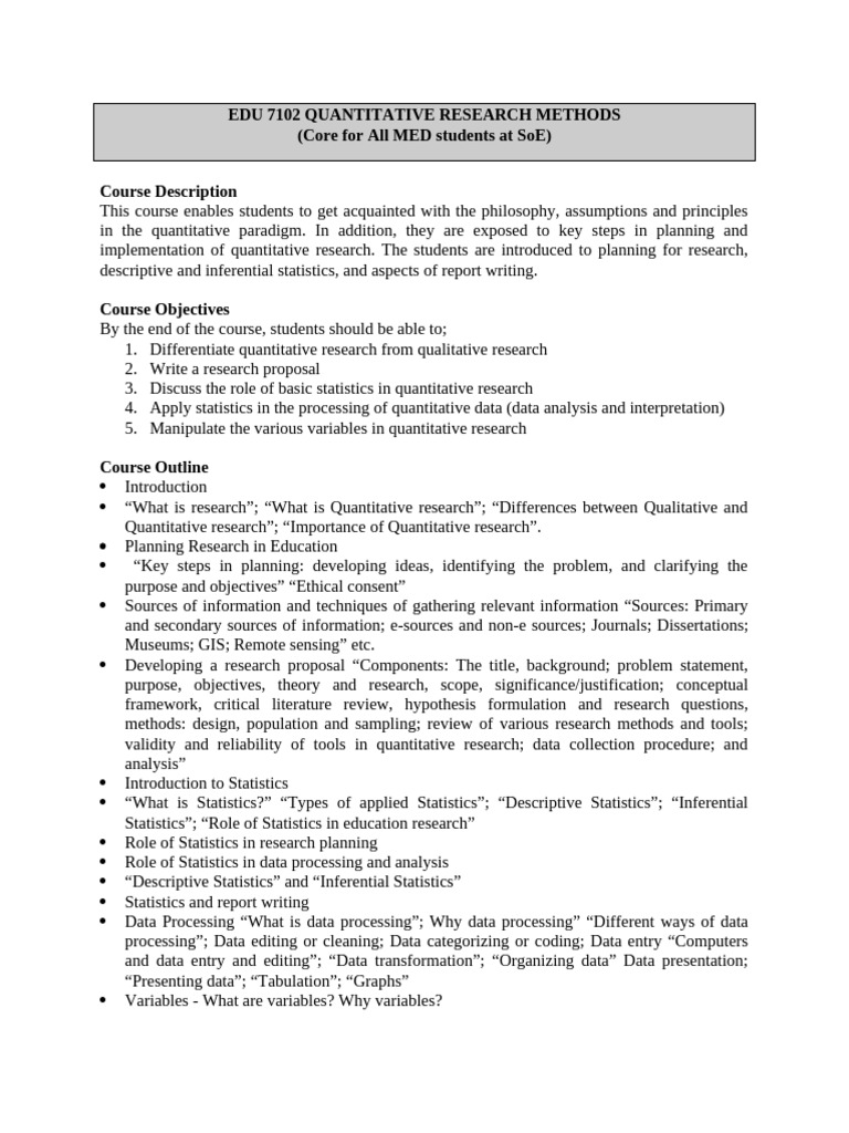 Edu 7102 Quantitative Research Methods | PDF | Statistics ...