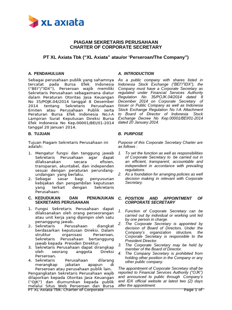 Corporate Secretary Charter | PDF
