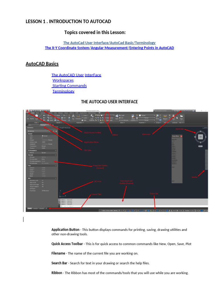 Lesson 1. Introduction To Autocad | PDF | Cartesian Coordinate System ...