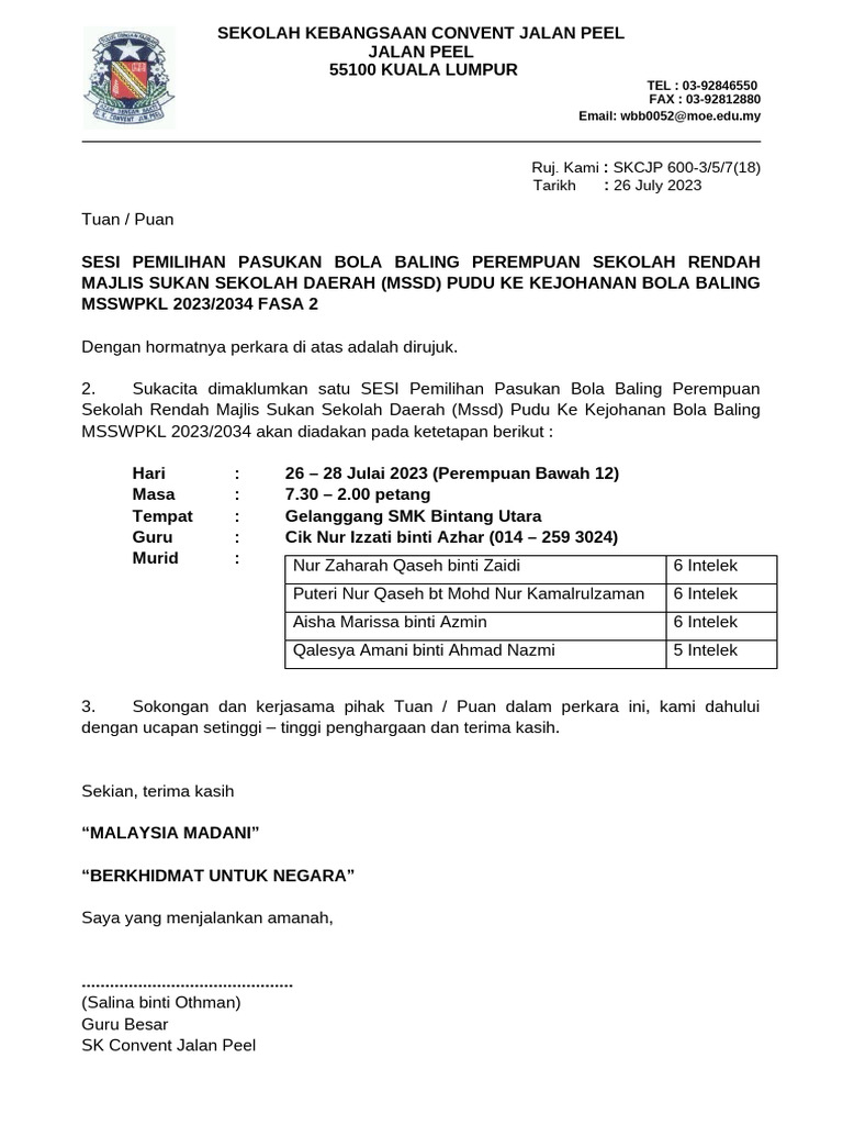 18 Surat Pemilihan MSSD | PDF