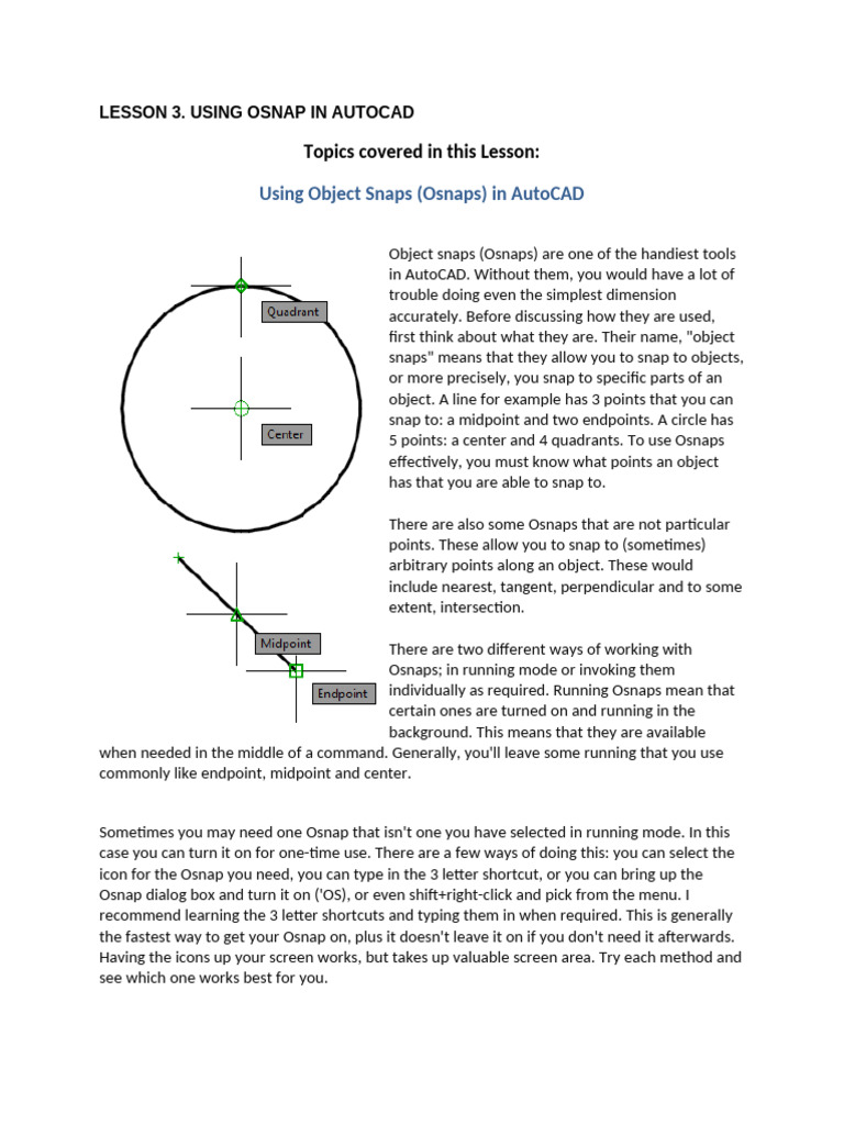 Mastering Osnaps in AutoCAD | PDF | Perpendicular | Tangent
