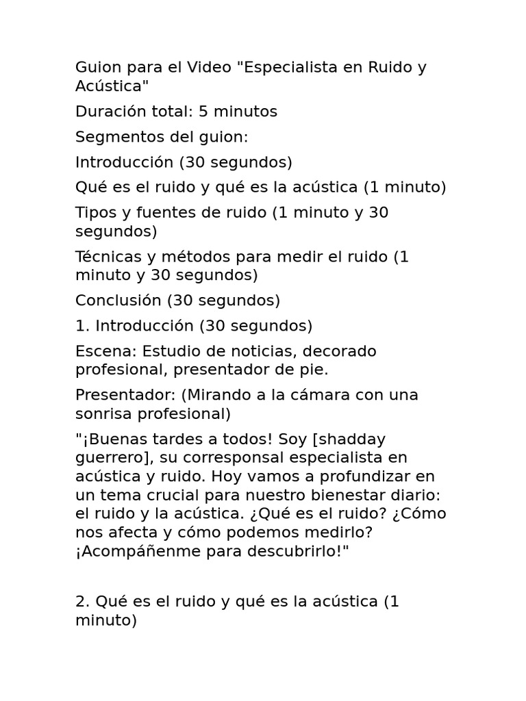 Guion para El Video | PDF