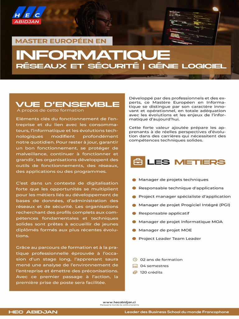 Hec Abidjan Fiche Master Europeen en Informatique Reseaux Et Securite ...