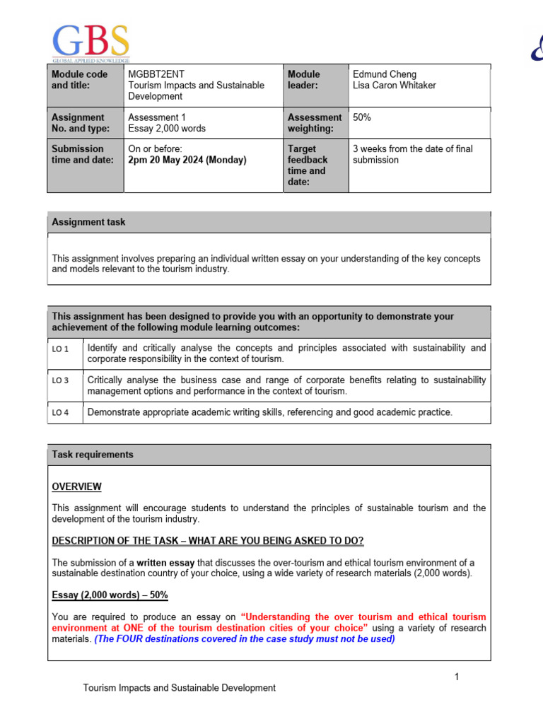 Essay - Assignment Brief and Guide TISD - Jan 22 | PDF